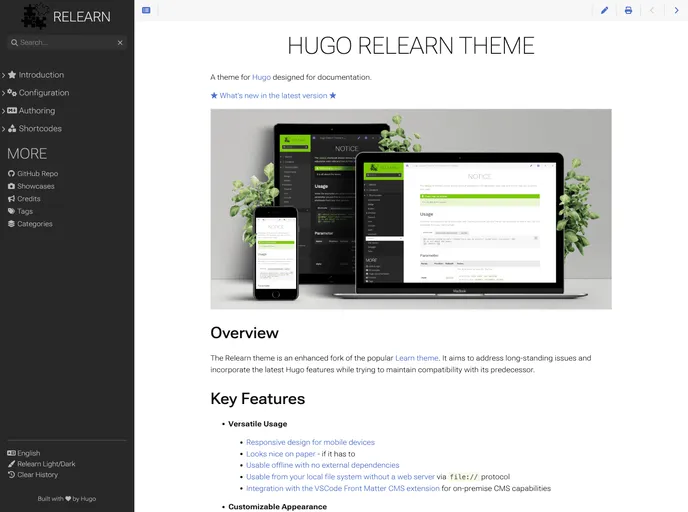 Hugo Theme Relearn