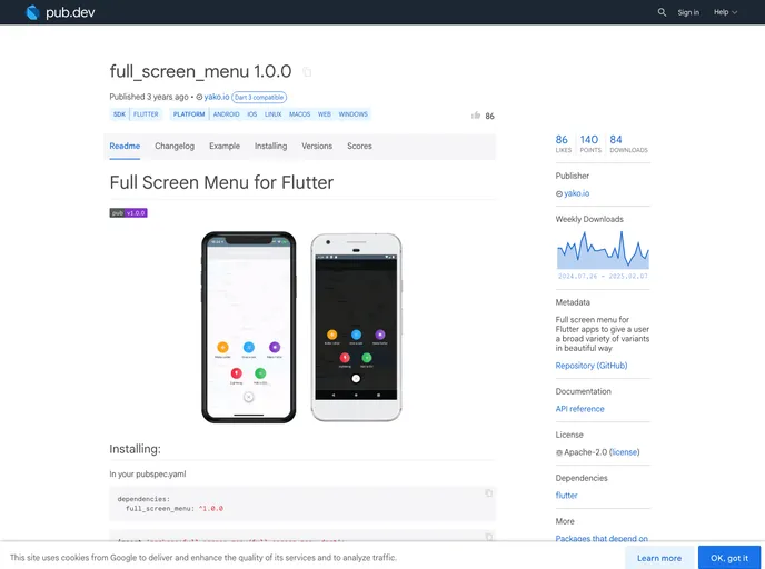 Flutter Full Screen Menu